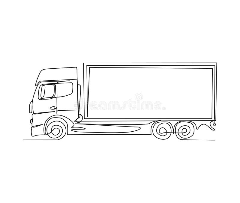 Continuous One Line Drawing of Delivery Truck. Simple Cargo Delivery ...