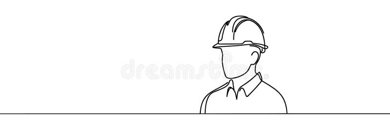 Continuous One Line Drawing Design Vector Illustration of Engineers Man ...