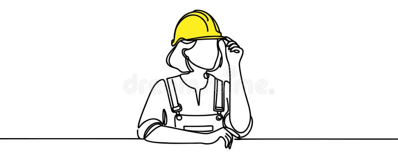 Continuous One Line Drawing Design Vector Illustration of Engineers Man ...