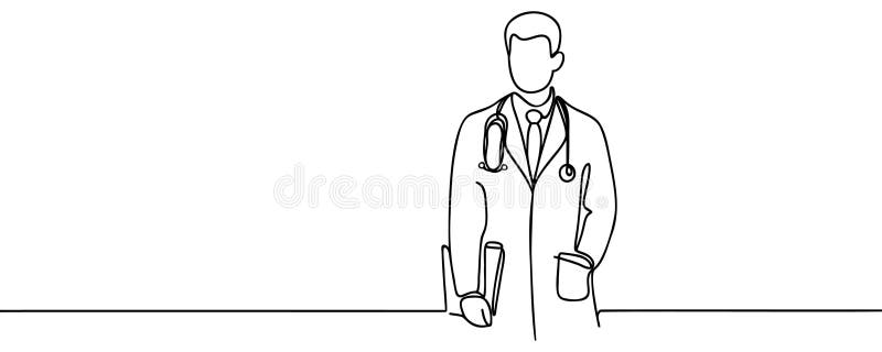 Continuous One Line Drawing of Doctor Stock Illustration - Illustration ...