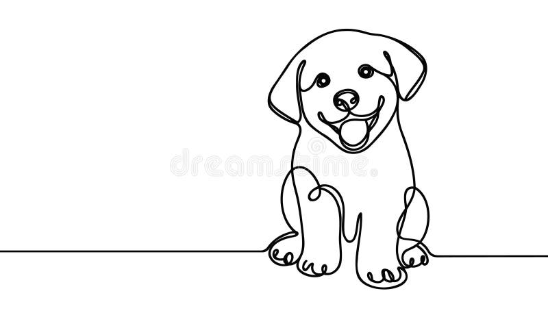 Continuous One Line Drawing of a Dog Puppy. Dog One Line Drawing ...