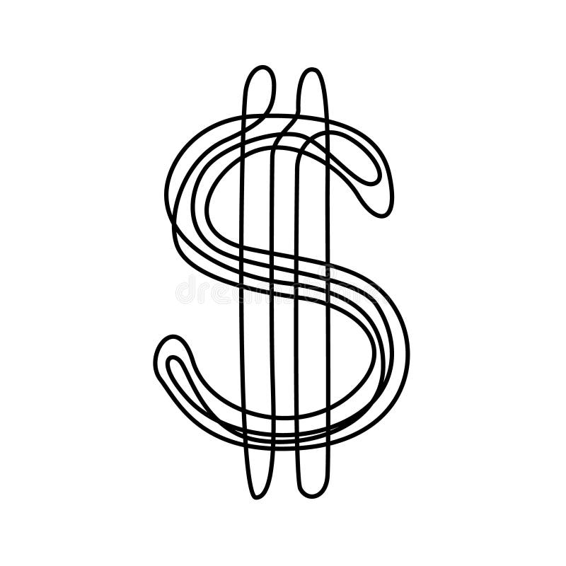 Continuous One Line Drawing Dollar Sign. Vector Illustration. Stock ...