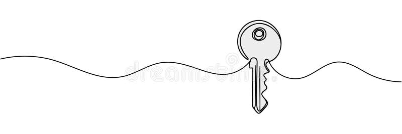 Continuous One Line Drawing of a Door Key. Stock Illustration ...