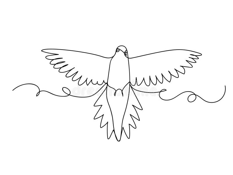 Continuous One Line Drawing Dove Art Decoration Stock Vector ...