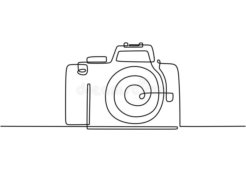 Continuous One Line Drawing DSLR Camera Stock Vector - Illustration of ...