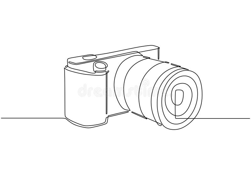 Continuous One Line Drawing DSLR Camera Stock Vector - Illustration of ...