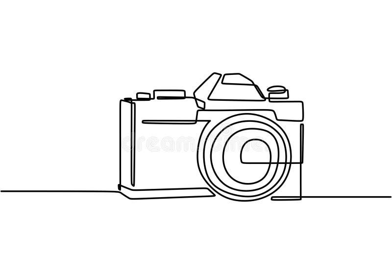 Continuous One Line Drawing DSLR Camera Stock Vector - Illustration of ...