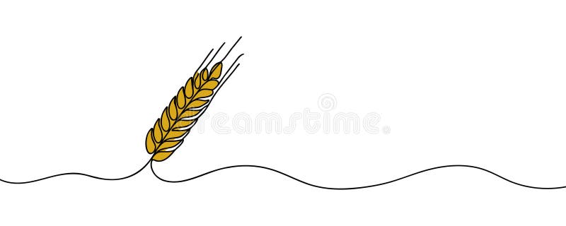 Continuous One Line Drawing of an Ear of Wheat. Linear Style Stock ...