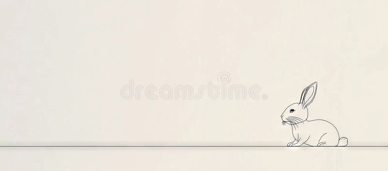 A Continuous One-line Drawing of the Easter Bunny. Cute Rabbit ...