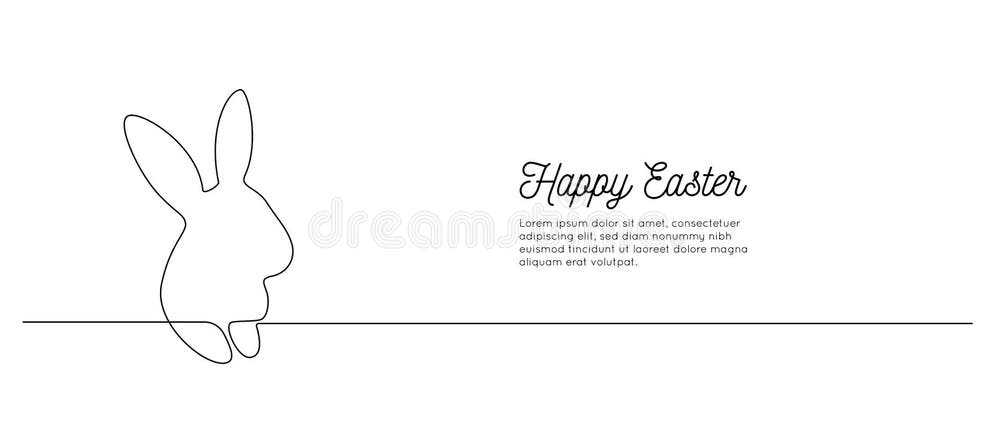 Continuous One Line Drawing of Easter Bunny. Cute Rabbit Silhouette ...
