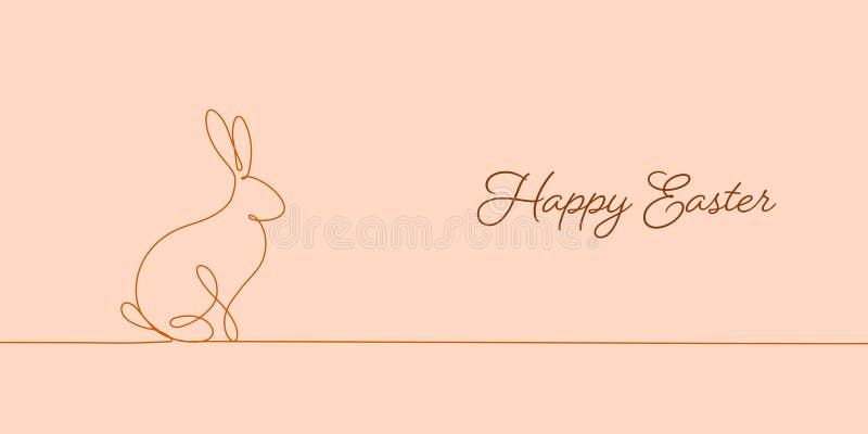 Continuous One-line Drawing of Easter Bunny. Cute Rabbit Silhouette ...