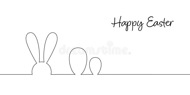Continuous One-line Drawing of Easter Bunny. Cute Rabbit Silhouette ...