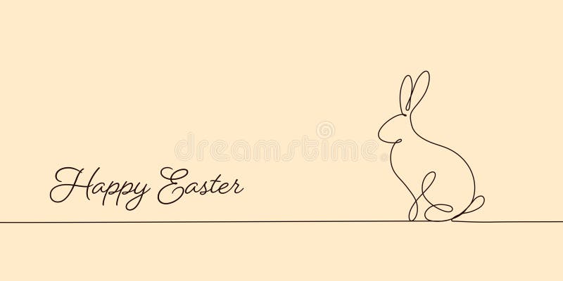 Continuous One-line Drawing of Easter Bunny. Cute Rabbit Silhouette ...