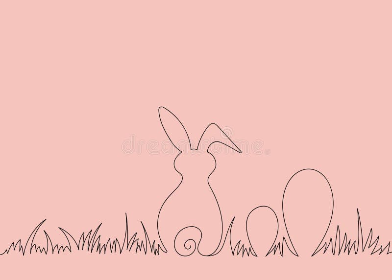 Continuous One-line Drawing of Easter Bunny. Cute Rabbit Silhouette ...