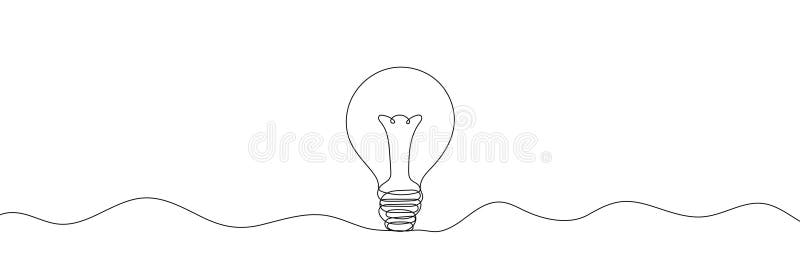 Continuous One Line Drawing of Electric Light Bulb. Vector Illustration ...