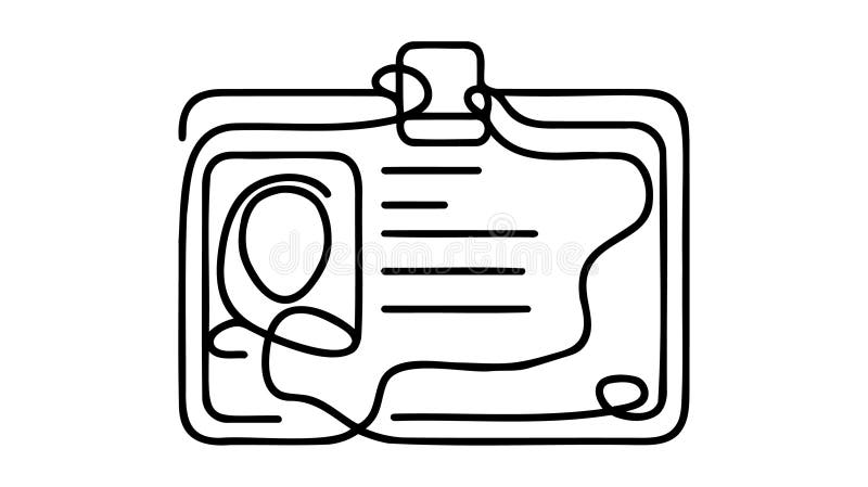 Continuous One Line Drawing Employee Identification Card Illustration ...