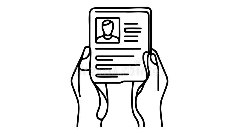 Continuous One Line Drawing Employee Identification Card Illustration ...