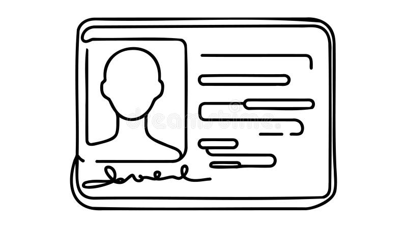Continuous One Line Drawing Employee Identification Card Illustration ...