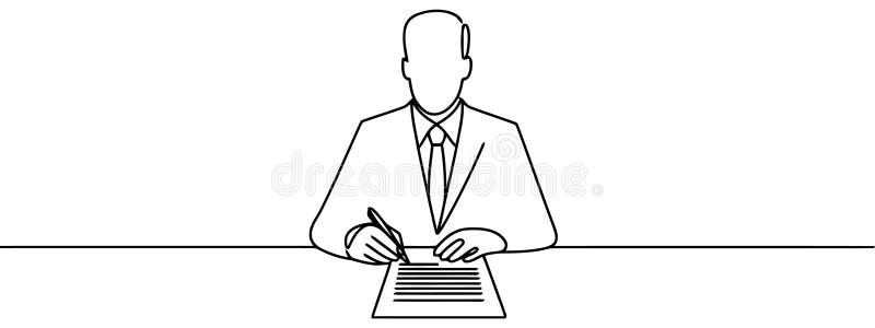 Continuous One Line Drawing of Engineer Reviewing Construction Design ...