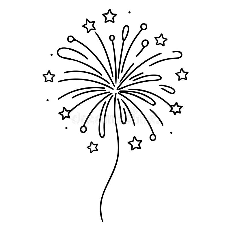 Continuous One Line Drawing of Exploded Firework. Sparklers Outline ...