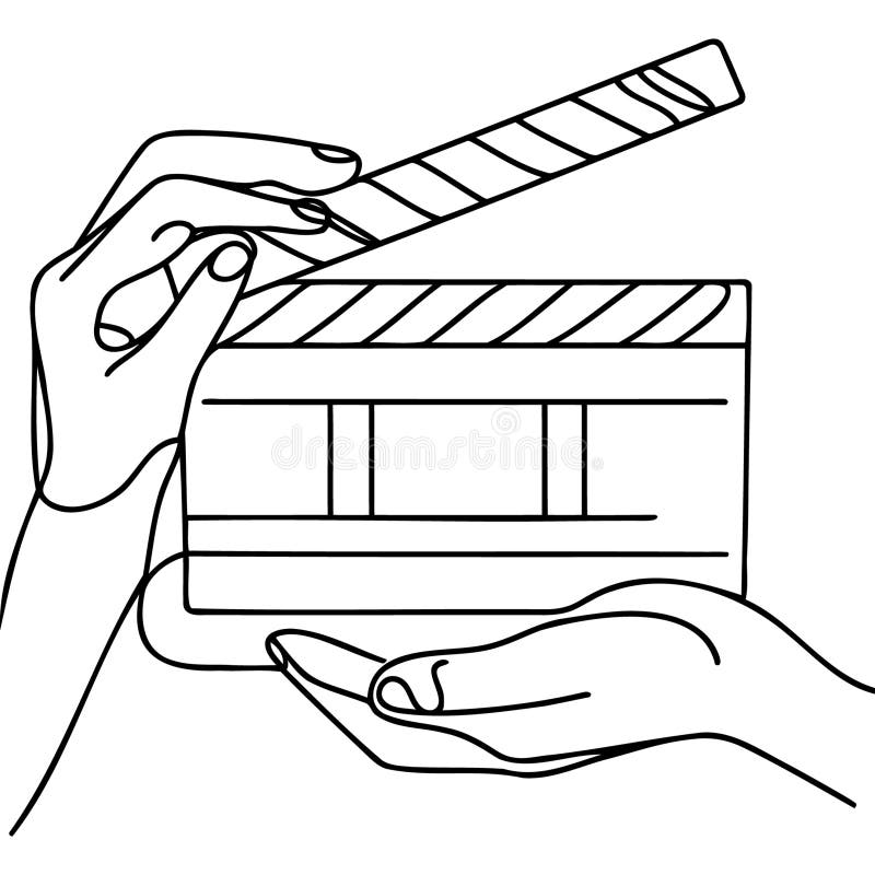 Continuous One Line Drawing of Film Clapper Stock Vector - Illustration ...