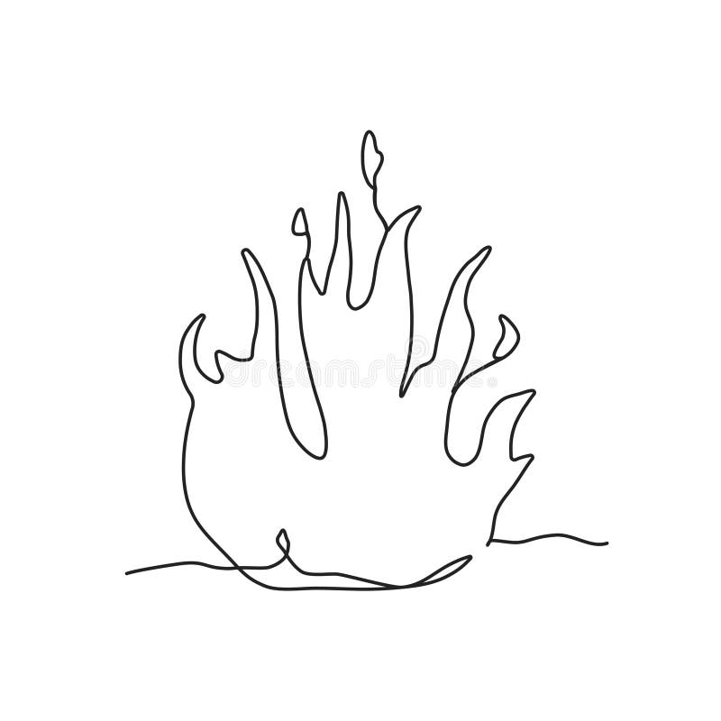 Continuous One Line Drawing of Fire Stock Illustration - Illustration ...