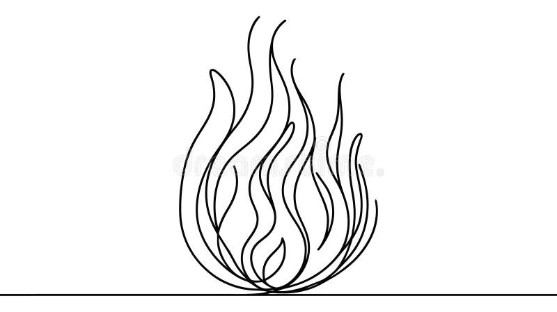 Continuous One Line Drawing of Fire. Fire Flame Single Line Art Vector ...