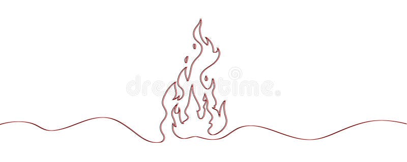 Continuous One Line Drawing of Fire. Flame Single Line Illustration ...