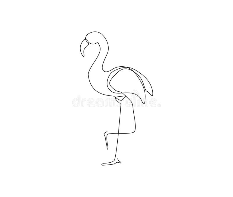Continuous One Line Drawing of Flamingo Bird.Beautiful Flamingo Simple ...