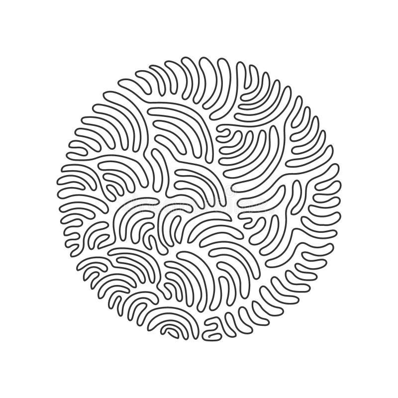 Continuous One Line Drawing Flat Design Circle Icon. Black Geometric ...