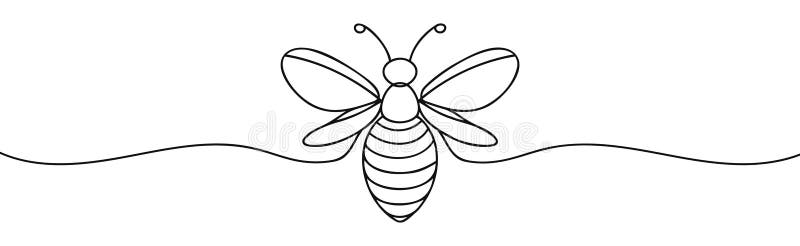 Continuous One Line Drawing of Flying Bee. Simple Illustration of Honey ...