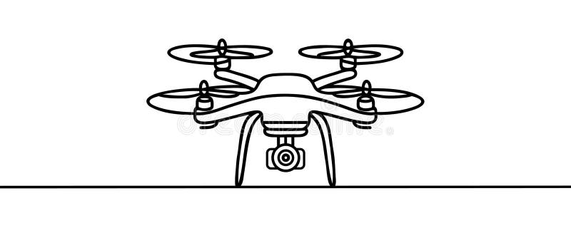 Continuous One Line Drawing of Flying Drone Illustration. Drone ...