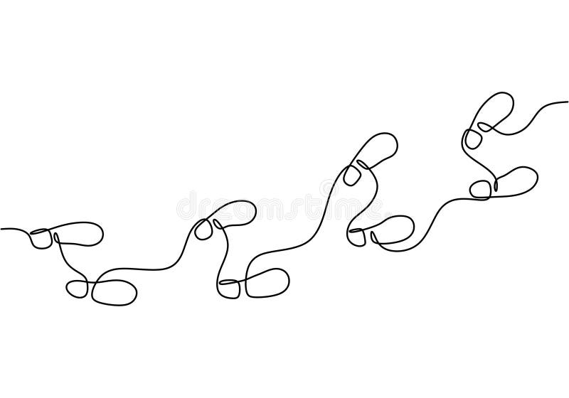 Continuous One Line Drawing of Footsteps Stock Vector - Illustration of ...