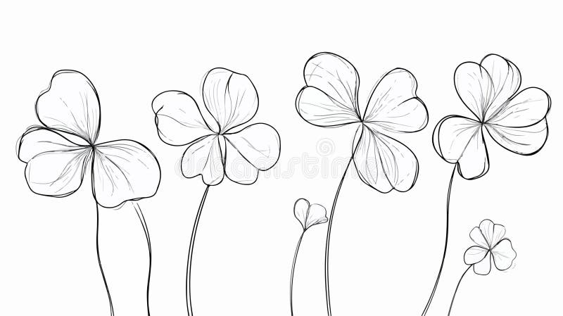 Continuous One Line Drawing of Four Leaf Clover Stock Vector ...
