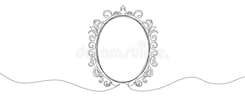 Continuous One-line Drawing of a Frame or Mirror. Sketch of a Mirror ...