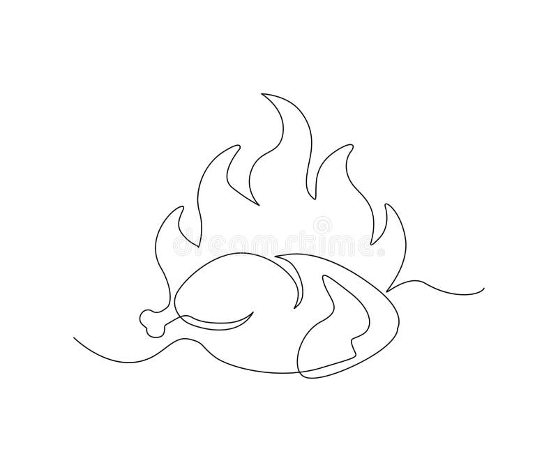 Continuous One Line Drawing of Fresh Chicken Carcass. Chicken Meat with ...
