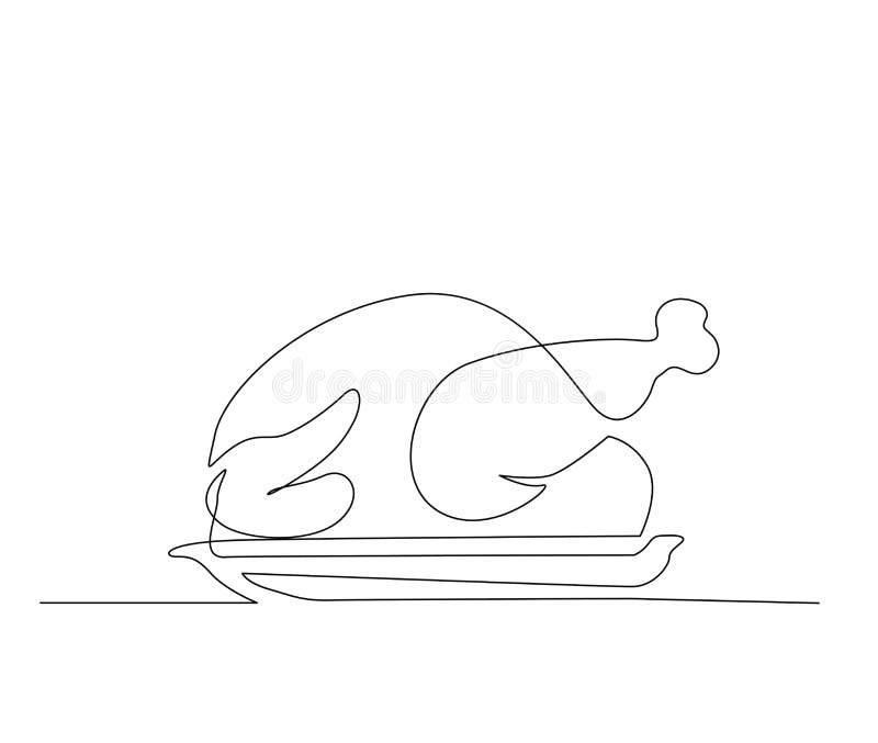 Continuous One Line Drawing of Fresh Chicken Carcass. Chicken Meat ...