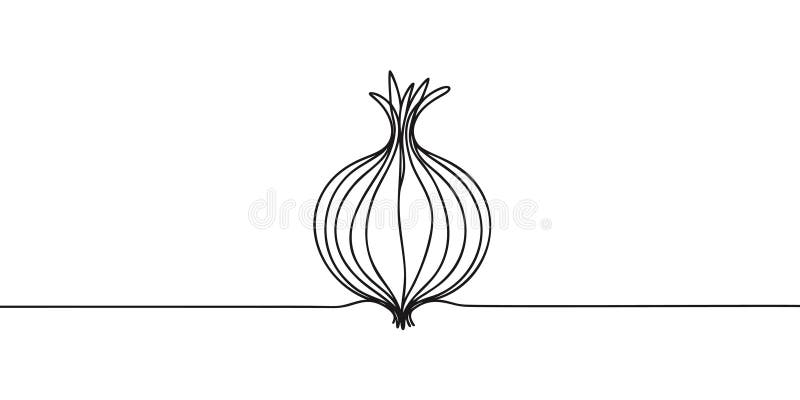 Continuous One Line Drawing of Fresh Organic Onion Stock Vector ...