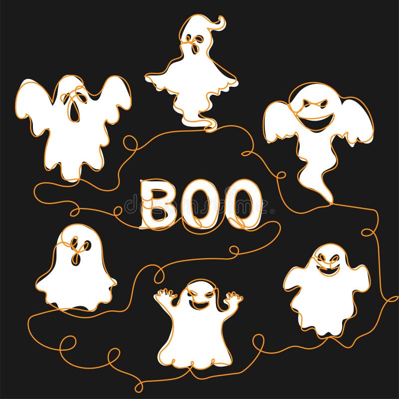 One Line Drawing Ghost Stock Illustrations – 235 One Line Drawing Ghost ...