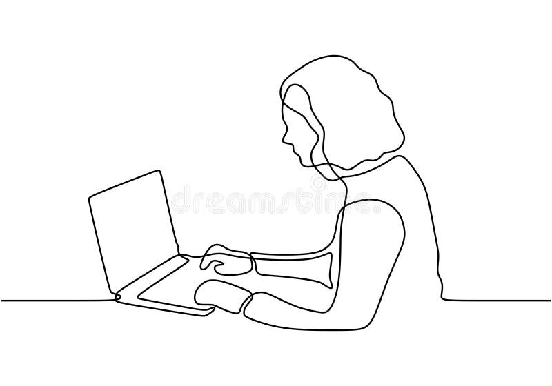 Line Drawing Girl Computer Stock Illustrations – 1,508 Line Drawing ...
