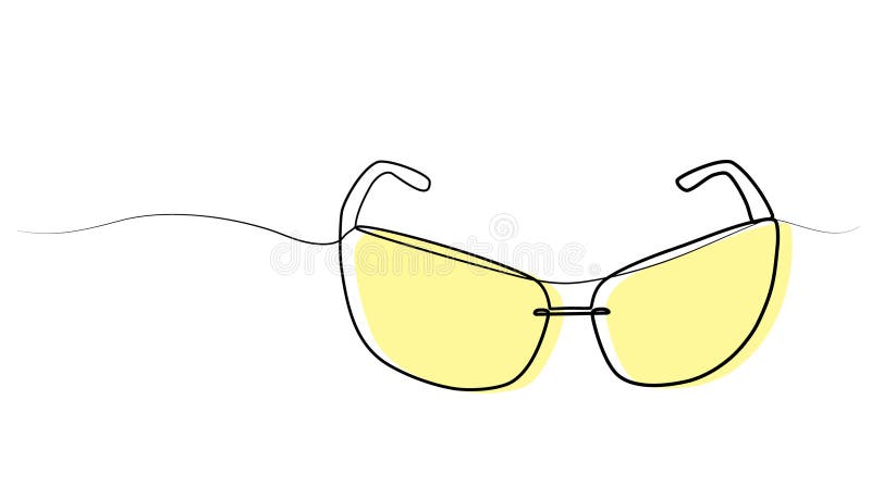Continuous One Line Drawing of Glasses. Vector Stock Vector ...