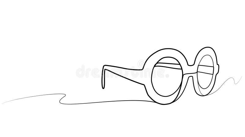 Continuous One Line Drawing of Glasses. Vector Stock Vector ...