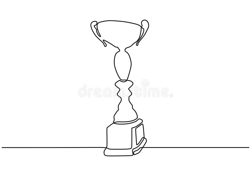 Continuous One Line Drawing of Golden Trophy Symbol of Winner Stock ...