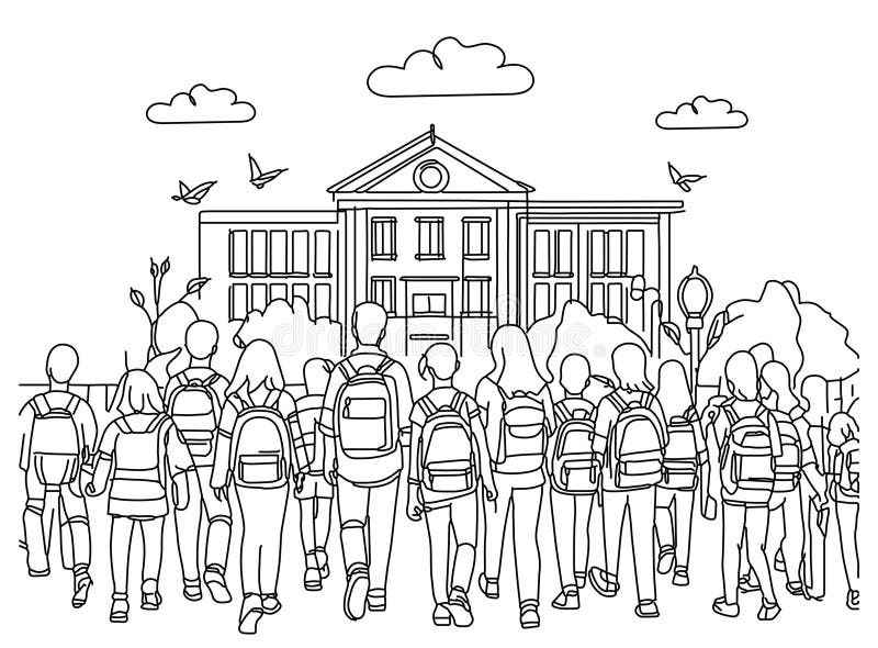 Line Drawing Students Classroom Stock Illustrations – 471 Line Drawing ...