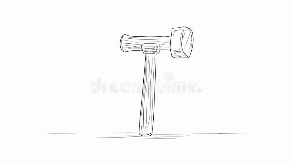 Continuous One Line Drawing of Hammer Stock Vector - Illustration of ...