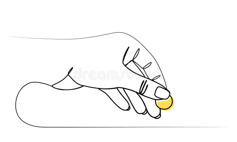 Continuous One Line Drawing of a Hand with Coins. Vector Stock Vector ...