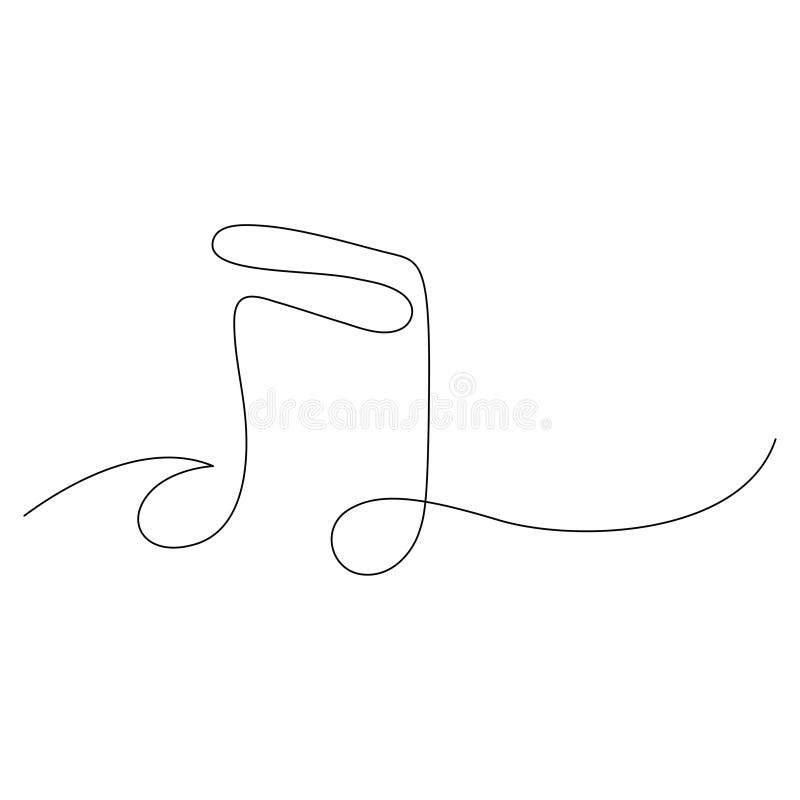 Continuous One Line Drawing of Hand Drawn Music Note. Linear Vector ...