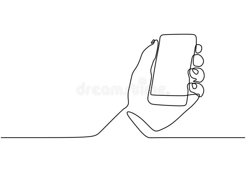Line Art Hand Holding Phone Stock Illustrations – 2,029 Line Art Hand ...
