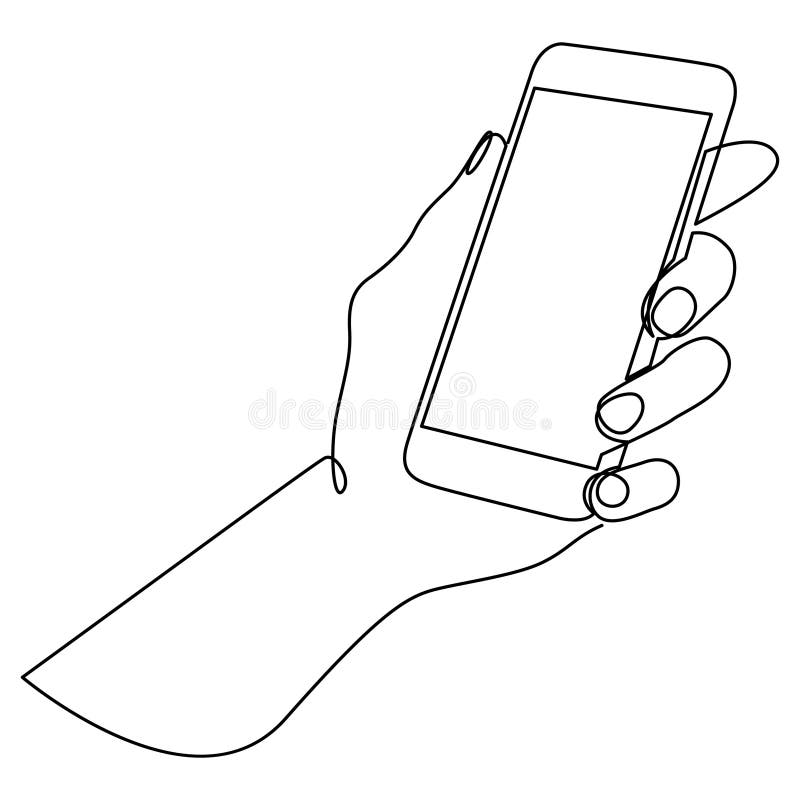 Continuous One Line Drawing of Hand Holding Smartphone. Human Hand ...
