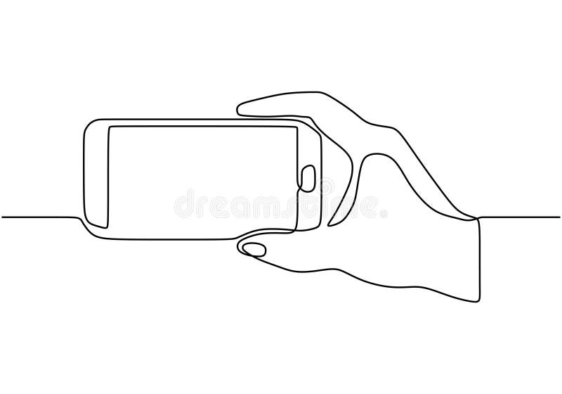 Continuous One Line Drawing of Hand Holding Smartphone Vector ...